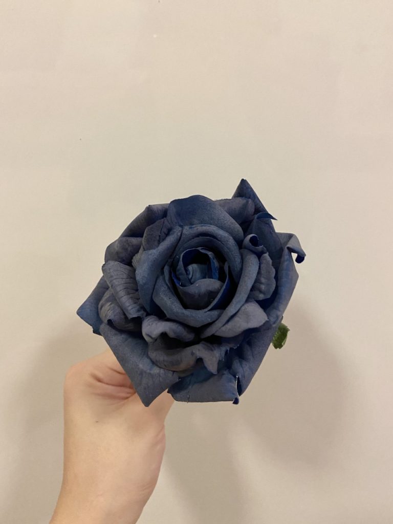 Real Touch Midnight Blue Large Rose Head - Golden Touch Flowers