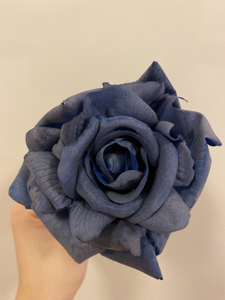 Real Touch Midnight Blue Large Rose Head - Golden Touch Flowers