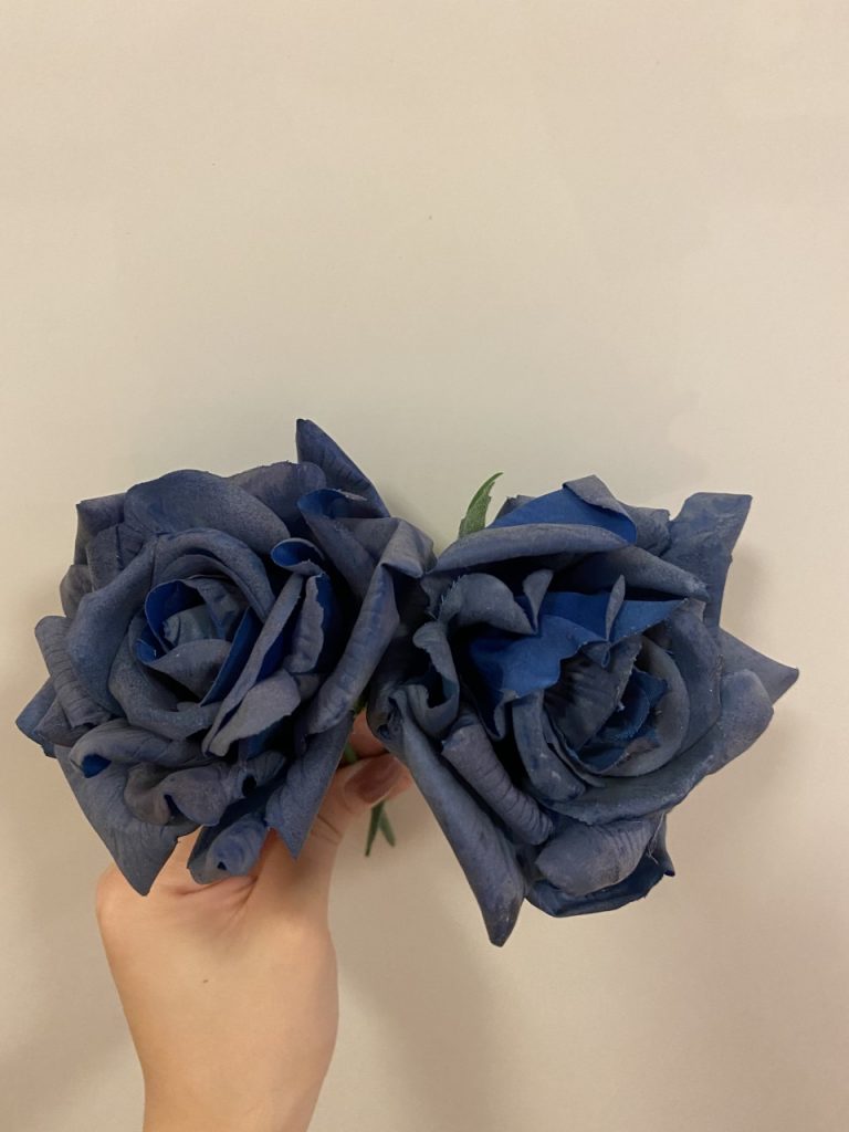Real Touch Midnight Blue Large Rose Head - Golden Touch Flowers